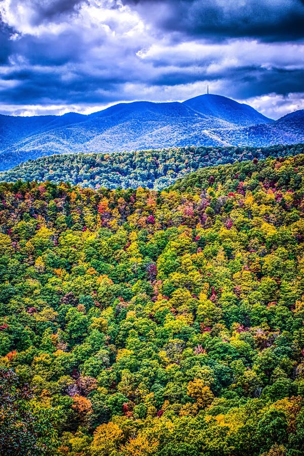 Blue Ridge and Smoky Mountains Changing Color in Fall Stock Photo ...