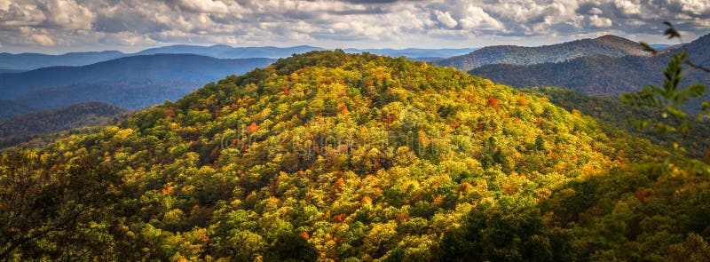 Blue Ridge and Smoky Mountains Changing Color in Fall Stock Image ...