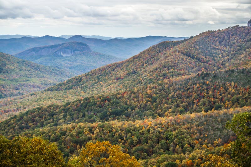 Blue Ridge and Smoky Mountains Changing Color in Fall Stock Photo ...