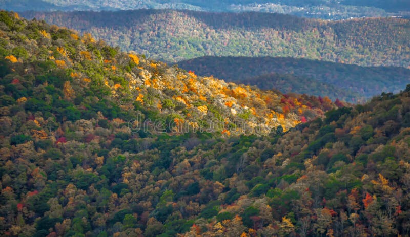 Blue Ridge and Smoky Mountains Changing Color in Fall Stock Photo ...