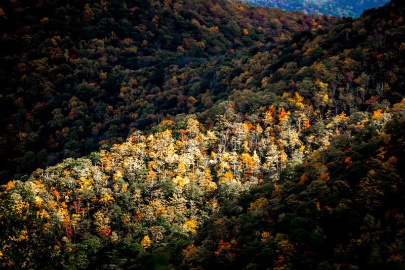 Blue Ridge and Smoky Mountains Changing Color in Fall Stock Photo ...