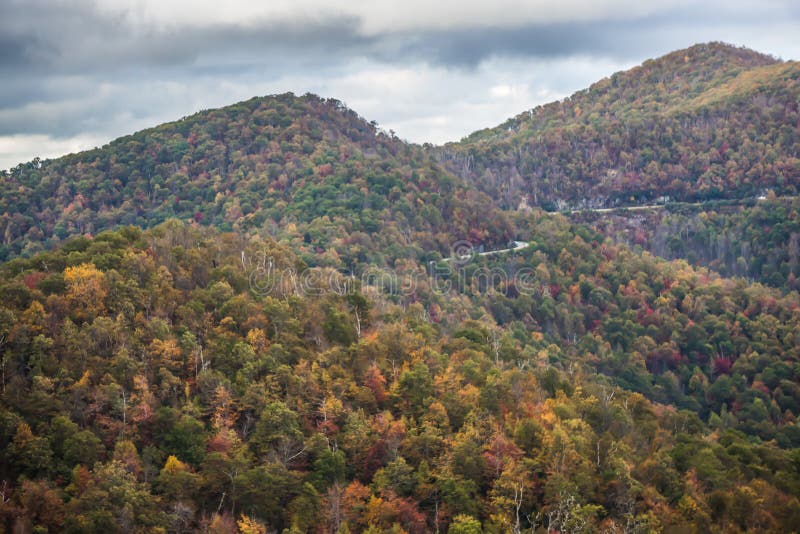 Blue Ridge and Smoky Mountains Changing Color in Fall Stock Image ...