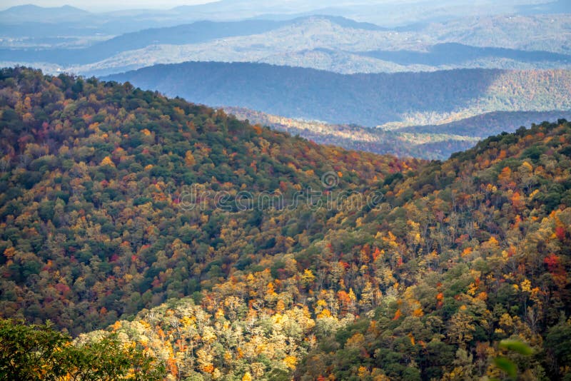 Blue Ridge and Smoky Mountains Changing Color in Fall Stock Image ...