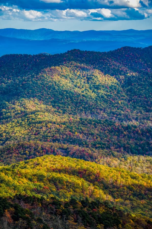 Blue Ridge and Smoky Mountains Changing Color in Fall Stock Photo ...