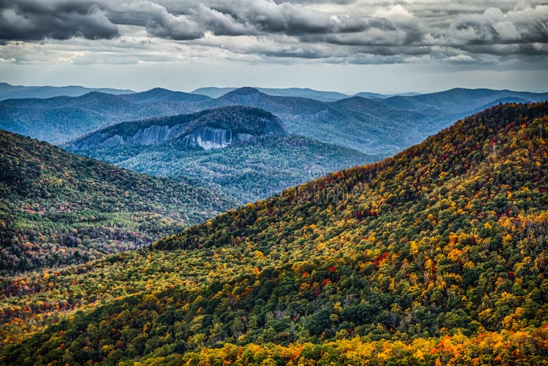 Blue Ridge and Smoky Mountains Changing Color in Fall Stock Photo ...