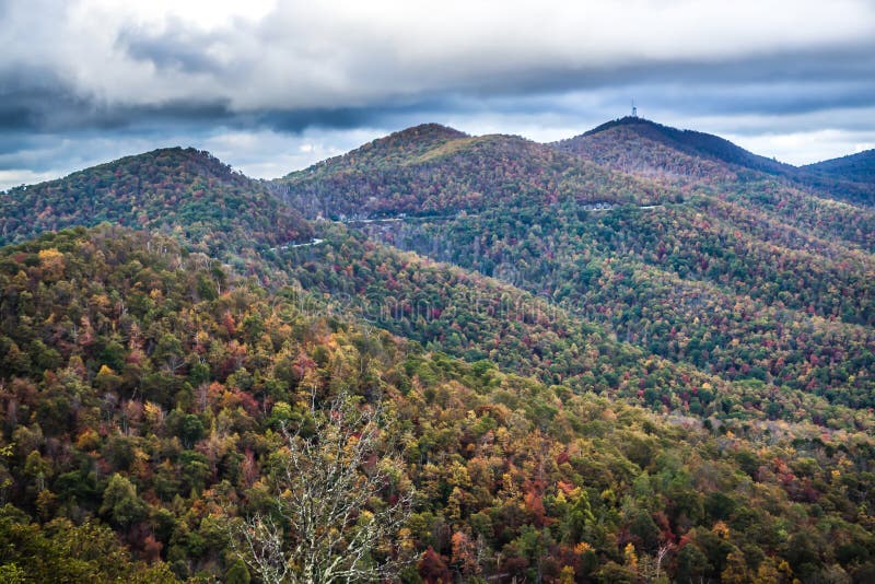 Blue Ridge and Smoky Mountains Changing Color in Fall Stock Image ...