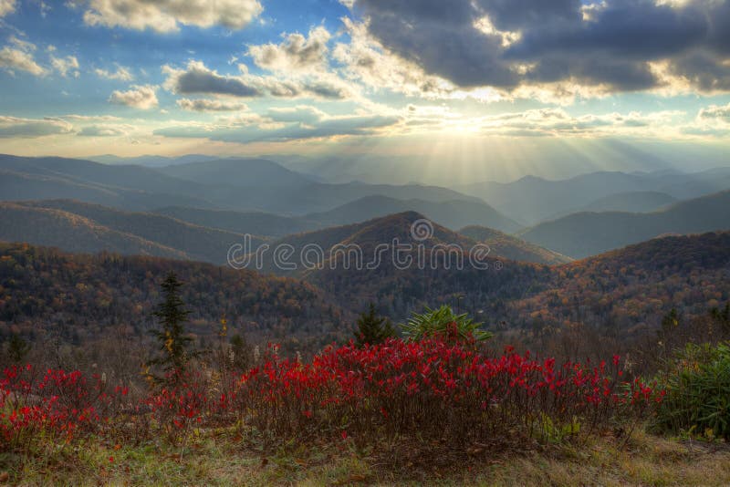 Blue Ridge Parkway Autumn Appalachian Mountains Sunset Western NC Stock ...