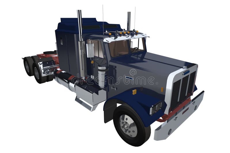 Blue American Trailer Truck Stock Illustration - Illustration of ...