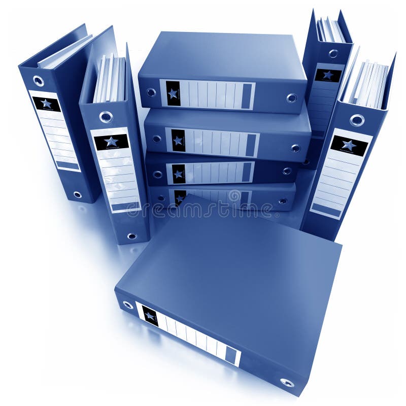 Blue Ring Binders On A Pile Stock Illustration - Illustration of folder ...