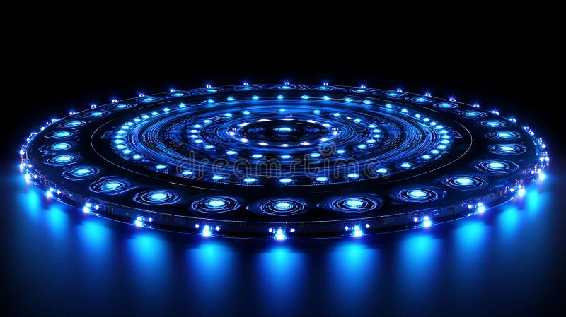 Blue ring lighting stage stock illustration. Illustration of neon ...