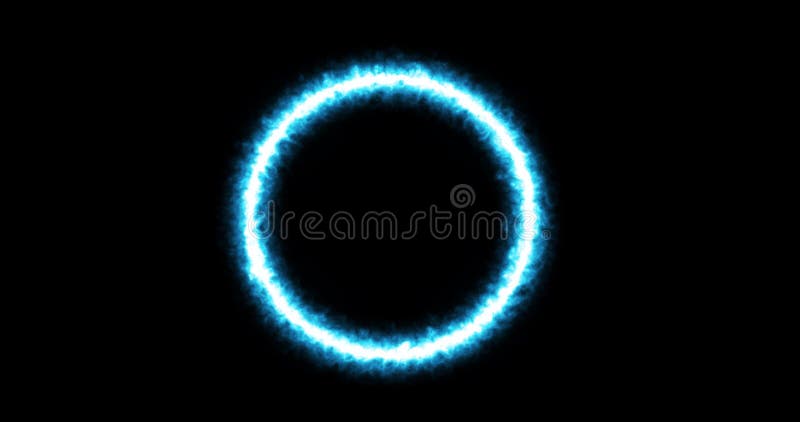 Blue Ring of Lightning, Energy on a Black Background. Abstract Energy ...