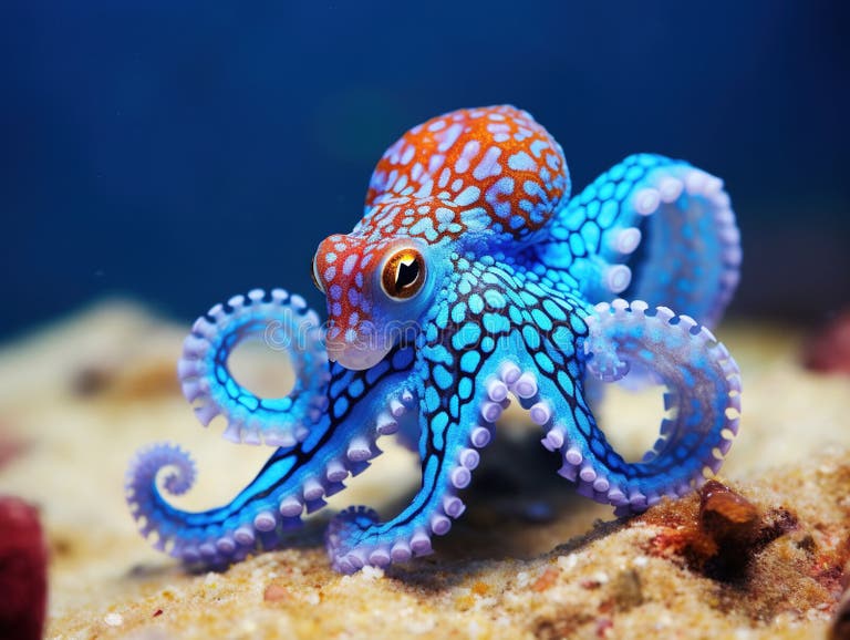 Ai Generated Illustration Wildlife Concept of Blue Ring Octopus Stock ...