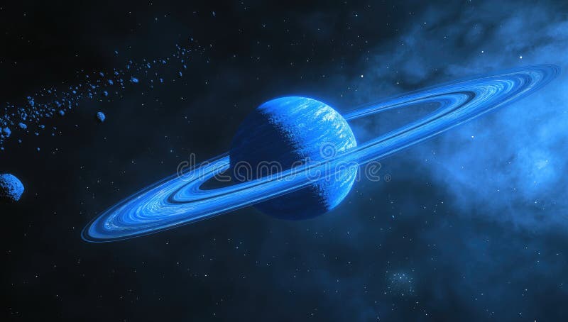 Luminous Blue Ringed Planet Stock Illustration - Illustration of ...