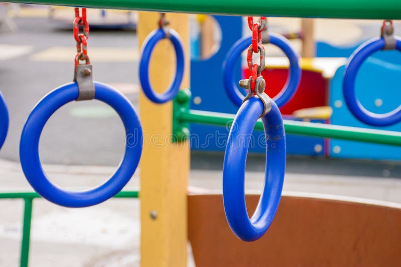 Blue Rings on a Children`s Playground in the Street Stock Photo - Image ...
