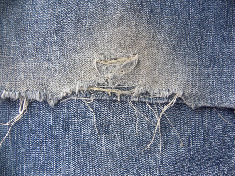Blue Ripped Jeans with Threads Background Stock Image - Image of ...