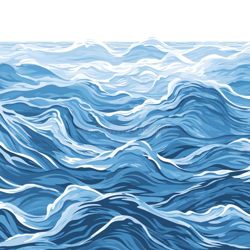 Blue Ripples and Water Splashes Waves Surface Flat Style Design Vector ...