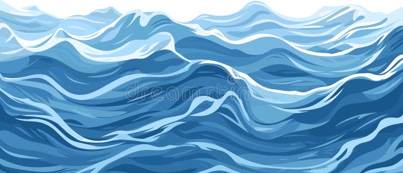 Blue Ripples and Water Splashes Waves Surface Flat Style Design Vector ...