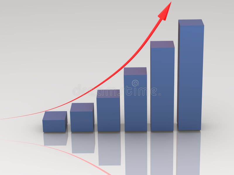 Blue Rising Arrow on White Background. Vector Stock Vector ...