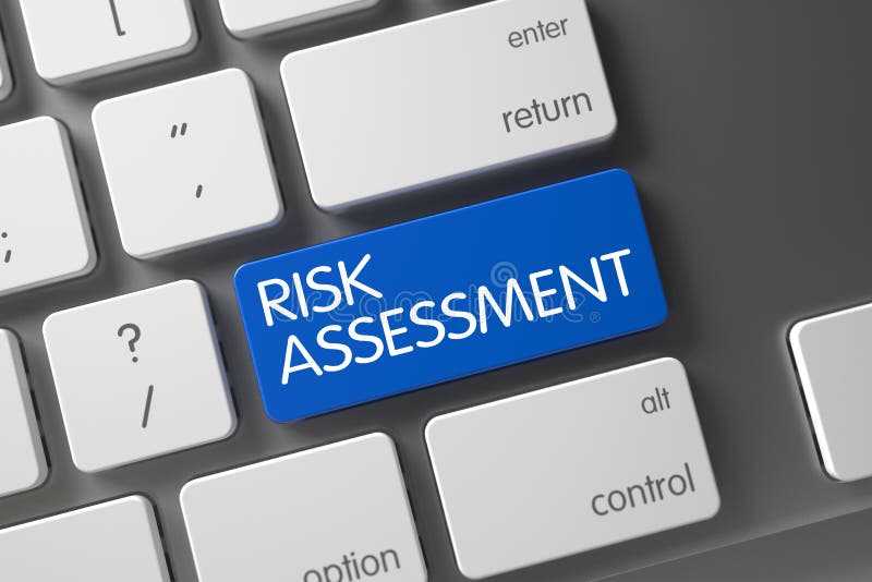 Blue Risk Assessment Key on Keyboard. 3D. Stock Photo - Image of blue ...