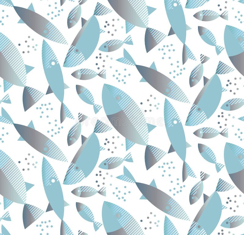 Blue River Fish Seamless Pattern. Stock Vector - Illustration of ...