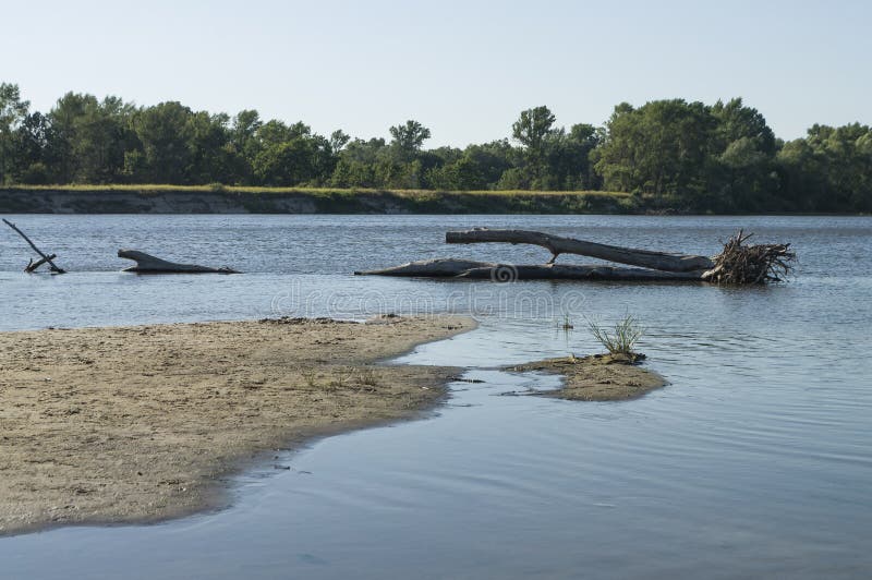Blue River Running with Reflections in the Water. Deep Blue Color of ...