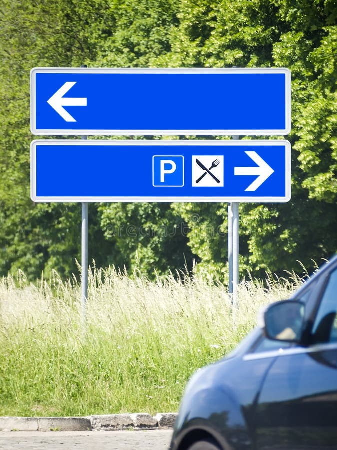 Blue road sign stock photo. Image of moving, highway - 25006104
