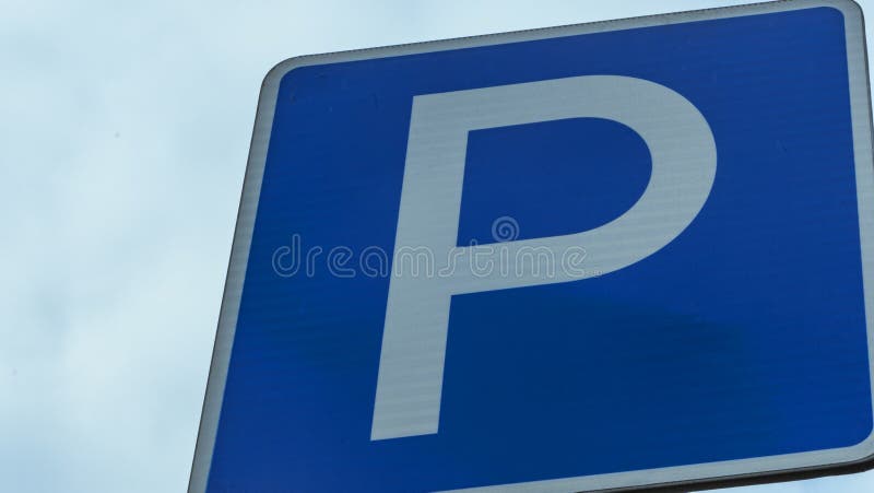 Blue Road Sign with Letter P on Rectangular Plate Isolated Against a ...