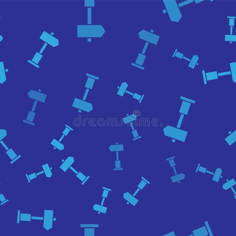 Blue Road Traffic Sign. Signpost Icon Isolated Seamless Pattern on Blue ...