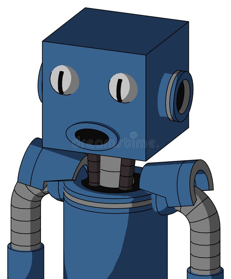Blue Robot with Box Head and Round Mouth and Two Eyes Stock ...