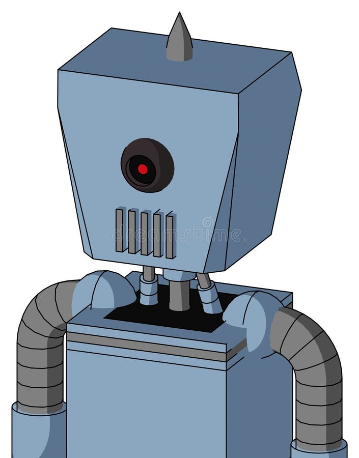 Blue Robot with Droid Head and Vent Mouth and Visor Eye and Double Led ...