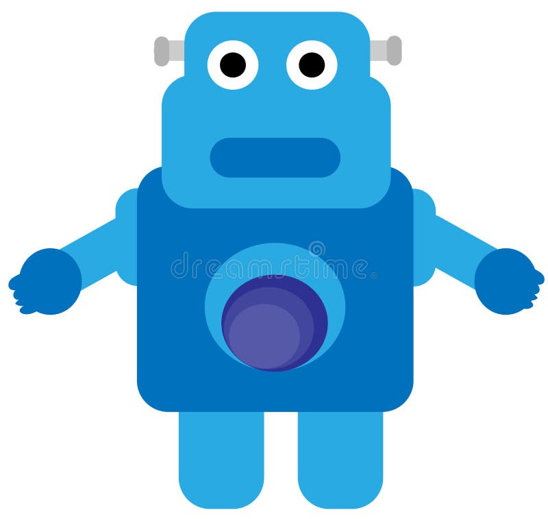 Blue Robot stock vector. Illustration of draw, blue, gear - 54826924