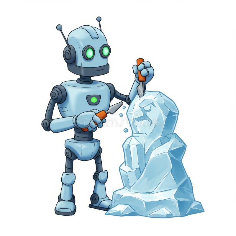 Robot Carving Ice Sculpture Stock Illustrations – 4 Robot Carving Ice ...