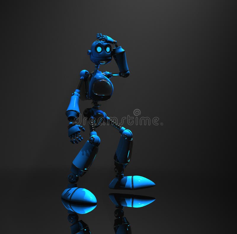 Blue robot character stock illustration. Illustration of hand - 10914355