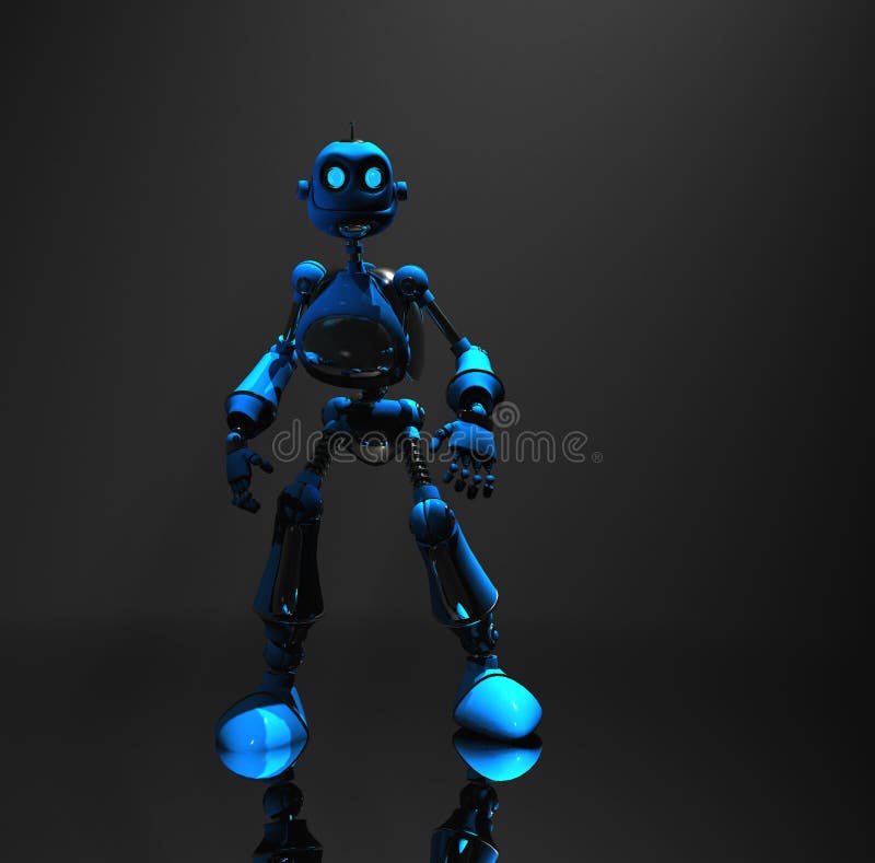 Blue robot character stock illustration. Illustration of hand - 10914355