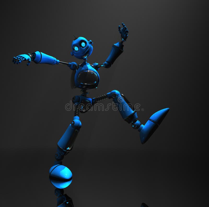 Blue robot character stock illustration. Illustration of look - 10914364