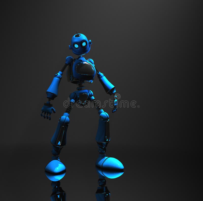 Blue robot character stock illustration. Illustration of hand - 10914355