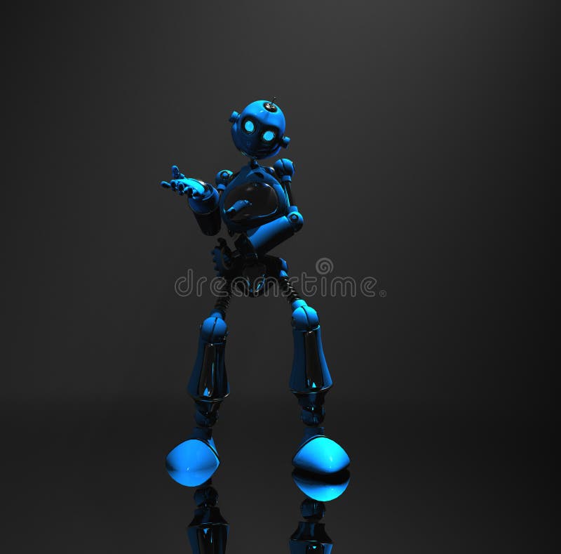 Blue robot character stock illustration. Illustration of look - 10914364