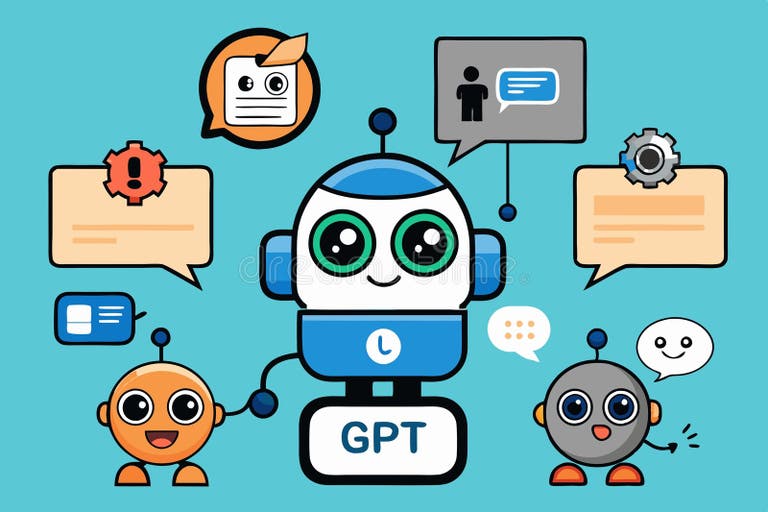 Blue Robot.Chat GPT Open AI.Using Chatting Artificial Intelligence Chat ...