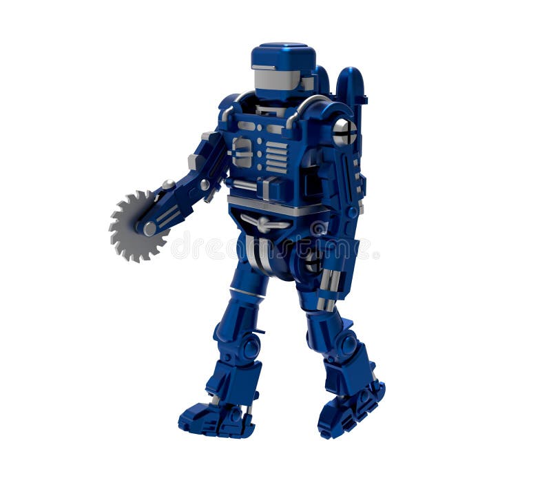 Blue Robot. the Concept of a Combat Robot. 3D Illustration. Stock ...