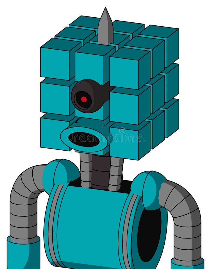 Blue Robot with Box Head and Sad Mouth and Angry Eyes and Double ...