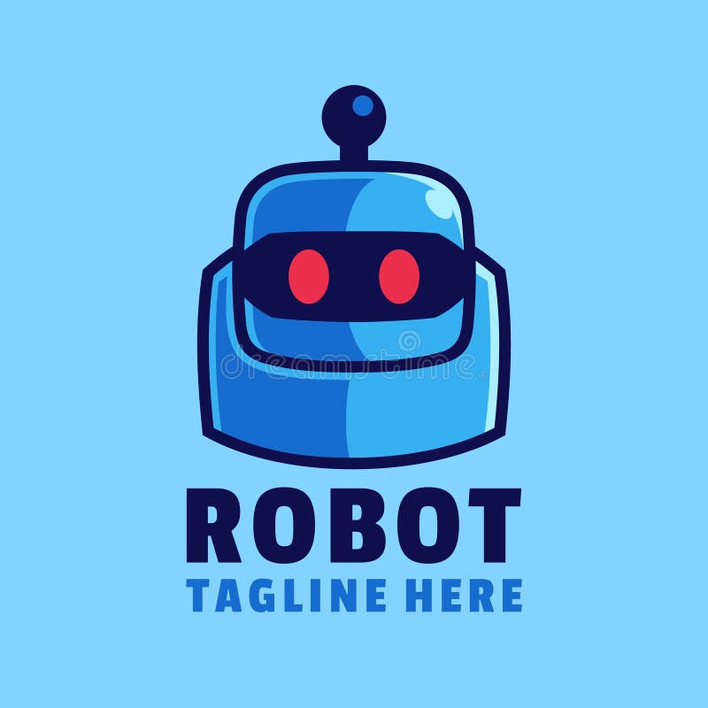 Blue Robot Head Logo Design Template Stock Vector - Illustration of ...