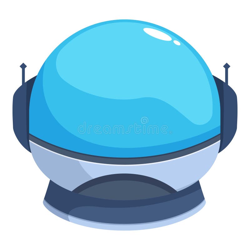 Blue Robot Head Wearing Futuristic Helmet Exploring Artificial ...