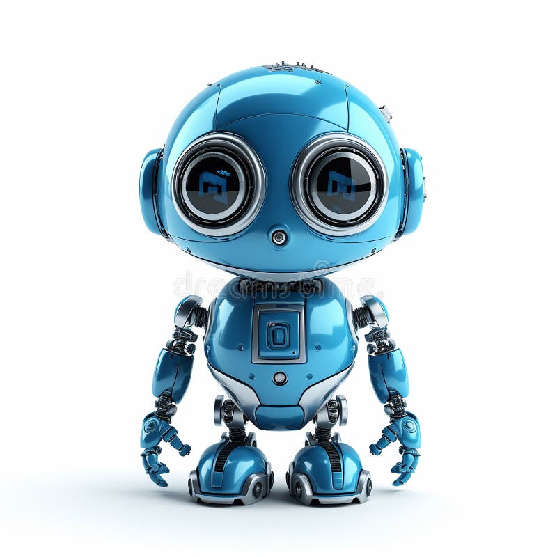 Blue Robot, Isolated on Solid White Background. Stock Illustration ...