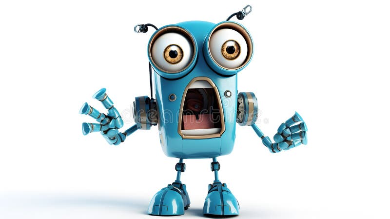 Blue Robot Looking Surprised or Scared Stock Illustration ...