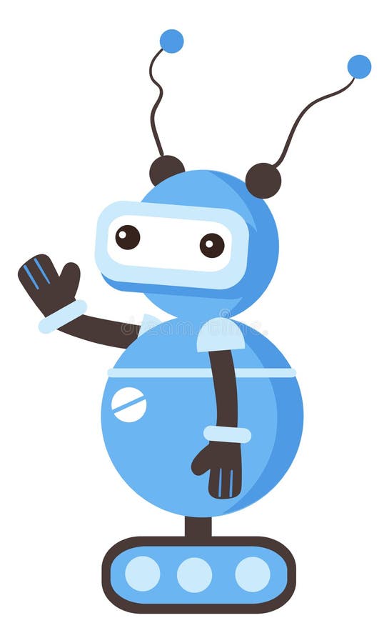 Blue Robot Mascot. Cute Automatic Machine Toy Stock Vector ...