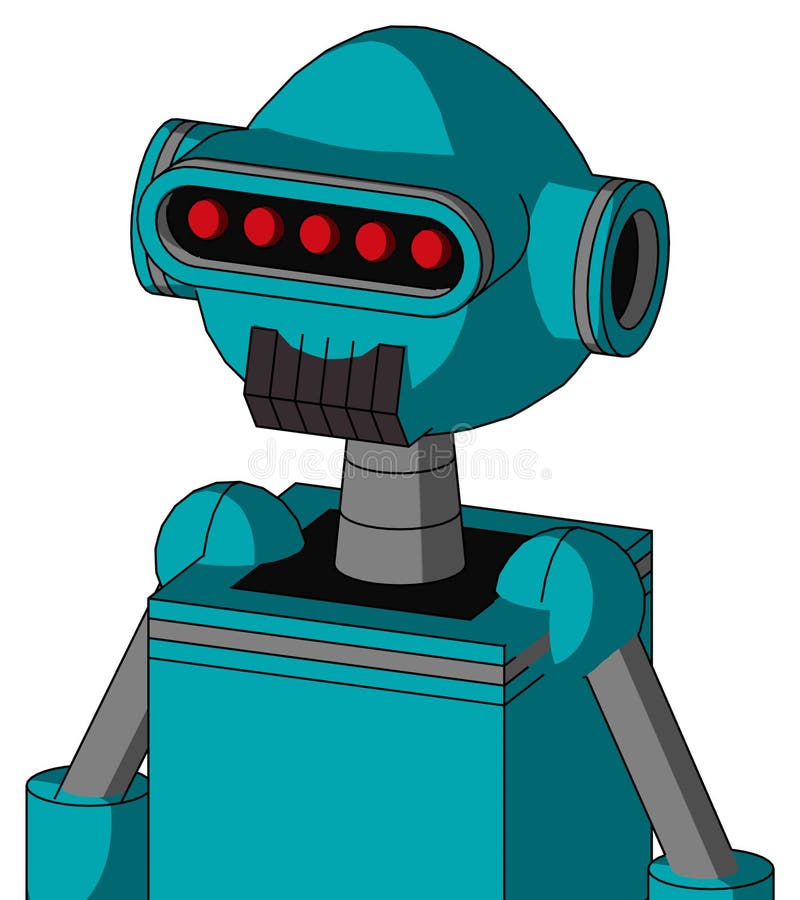 Blue Robot with Cylinder Head and Round Mouth and Large Blue Visor Eye ...