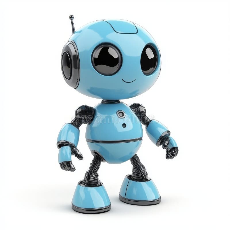 Blue Robot Sits White Surface Stock Photos - Free & Royalty-Free Stock ...
