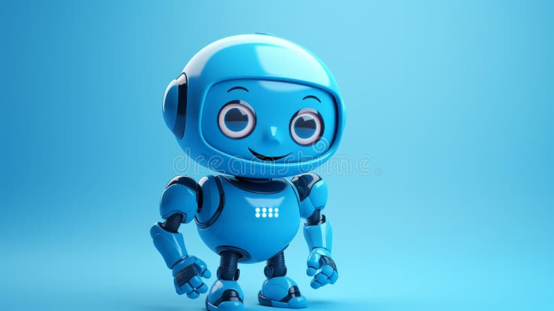 A Blue Robot is Standing on a Blue Background Stock Image - Image of ...