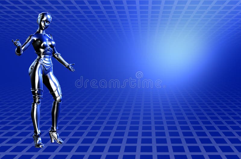 Blue Robot Technical Background - with Clipping Path Stock Illustration ...