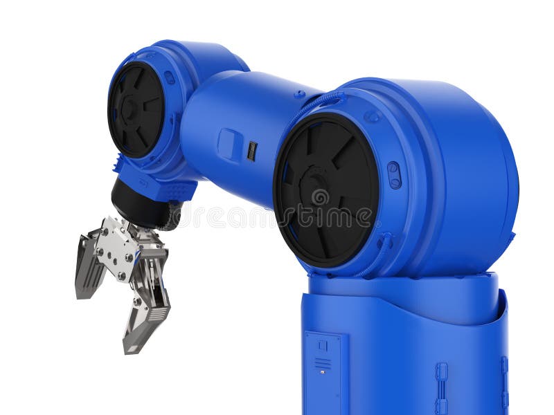 Blue robotic arm stock illustration. Illustration of background - 131358944